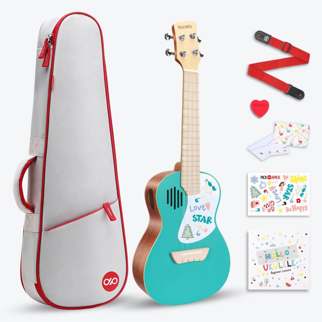 PICKAPICK UC23 Concert Ukulele – Aqua Blue | Double Soundhole | Playful ...